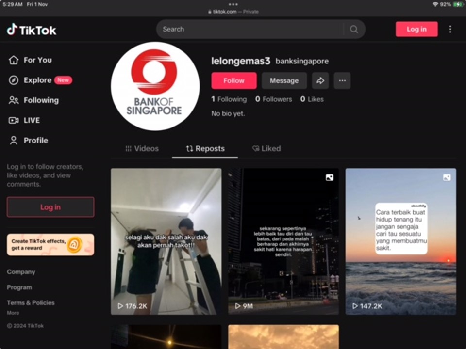 Alert on fake TikTok group